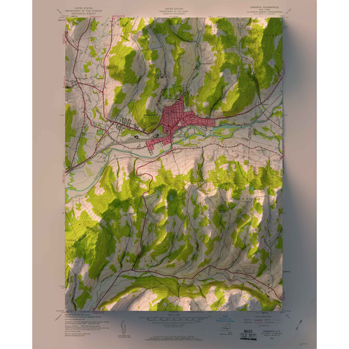 Oneonta, New York Map • Scott Reinhard Maps