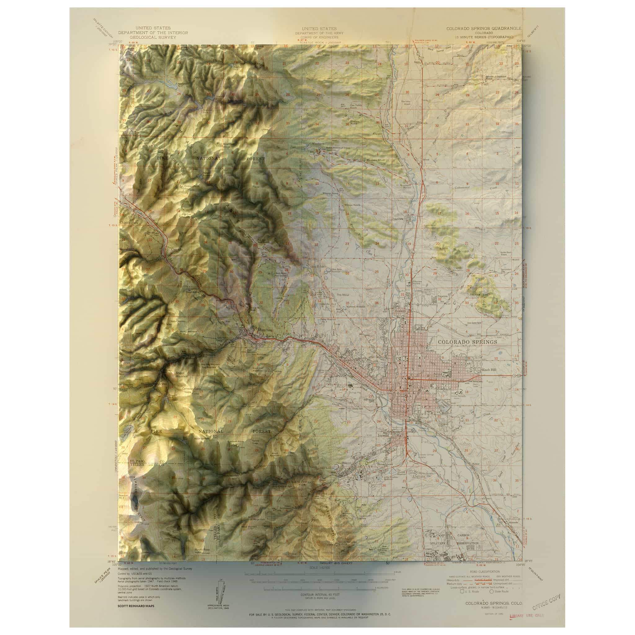 Topographical Map Of Colorado Springs Wooden Street Map Of Colorado